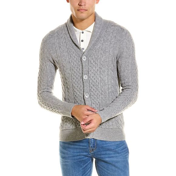 KIER + J | Sweaters | Kier J Mens Shawl Collar Cable Wool Cashmereblend ...